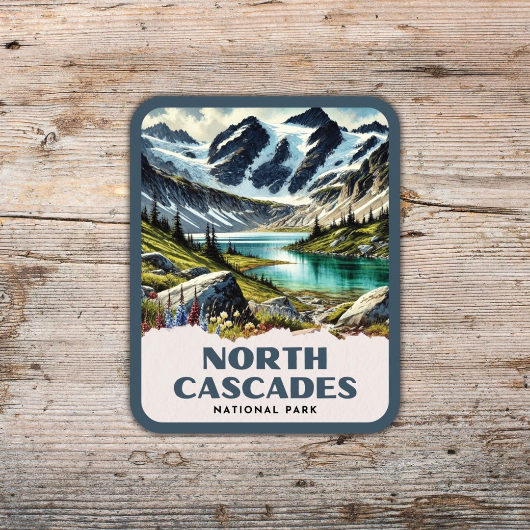 North Cascades National Park Retro Watercolor Sticker, Laptop Sticker ...