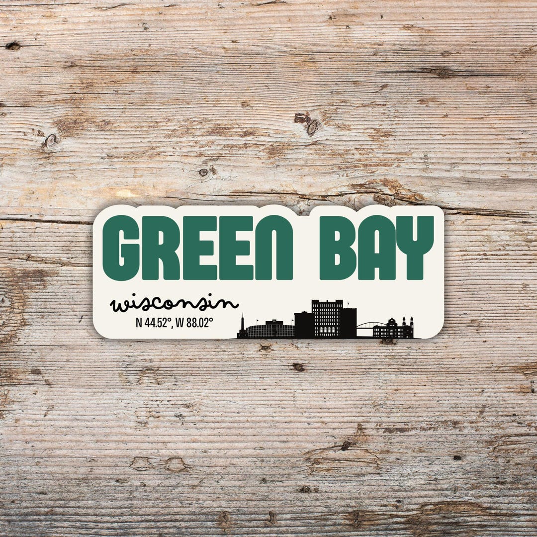 Green Bay Wisconsin Retro Text Sticker, Wisconsin Sticker, Waterproof ...