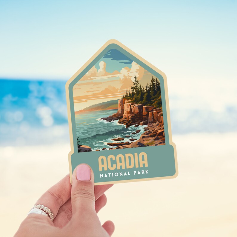 Acadia National Park Retro Sticker, Laptop Sticker, Cooler Sticker ...