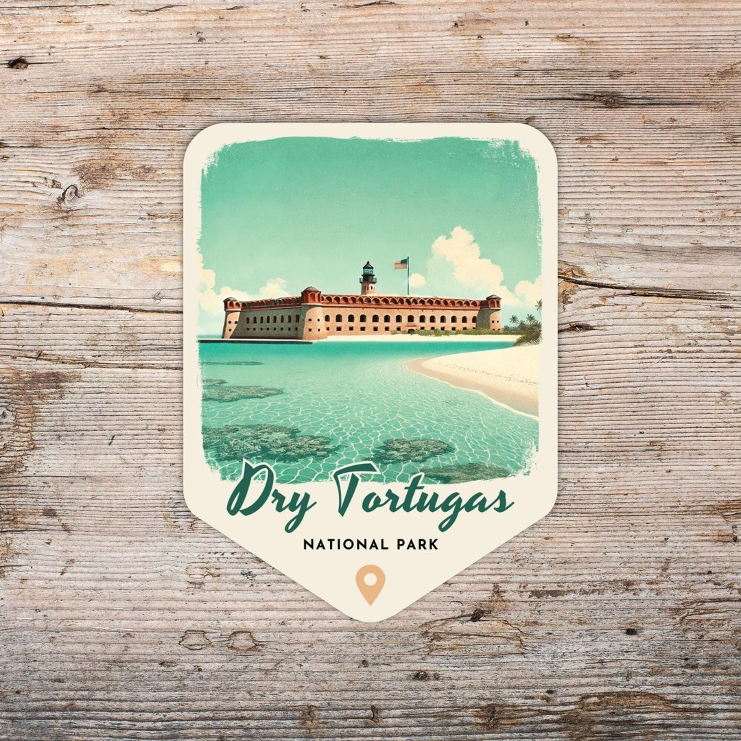Dry Tortugas National Park Retro Grunge Sticker, Laptop Sticker, Cooler ...