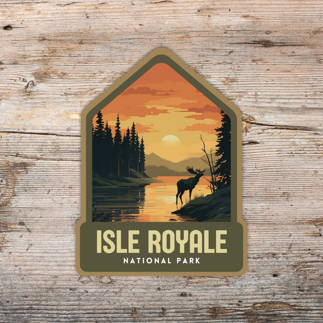Isle Royale National Park Retro Sticker, Laptop Sticker, Cooler Sticker ...