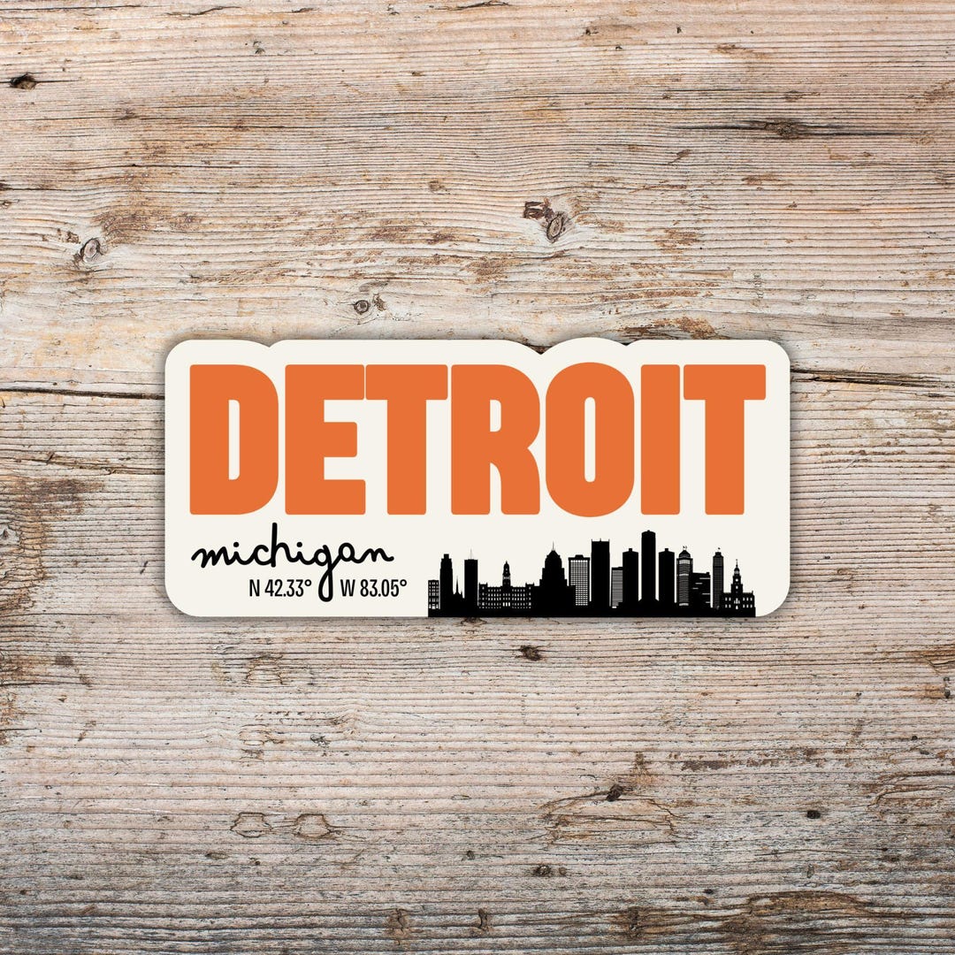 Detroit Michigan Retro Text Sticker, Michigan Sticker, Waterproof Vinyl ...
