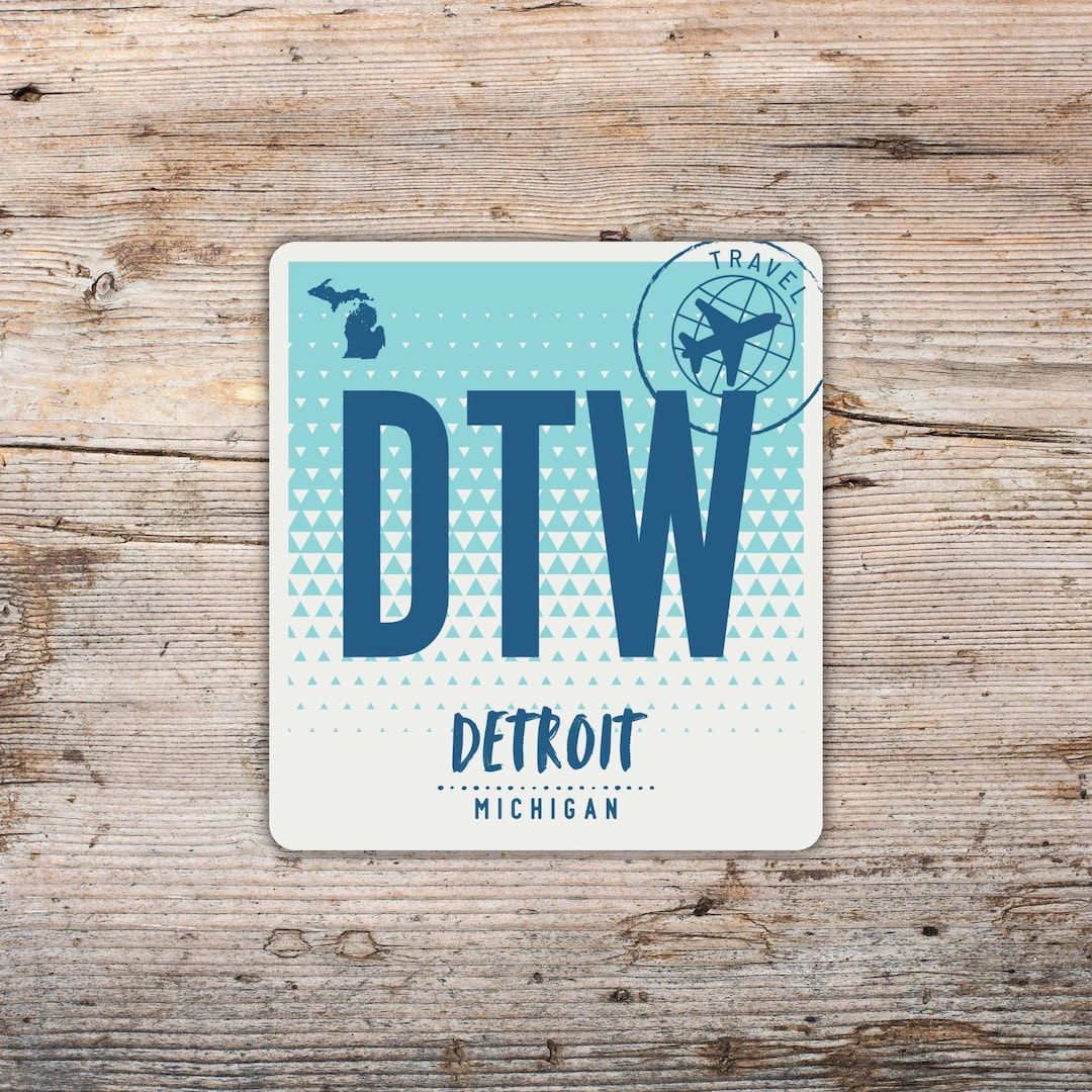 Detroit International Airport Sticker | DTW Airport Code Sticker With ...