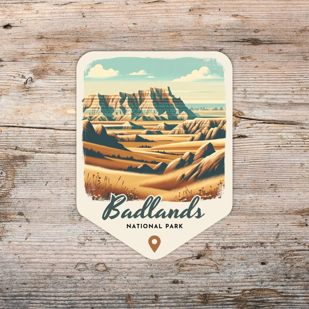 Badlands National Park Retro Grunge Sticker, Laptop Sticker, Cooler ...