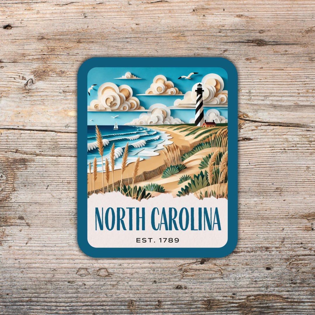 North Carolina Sticker Collage Deco Art, Cape Hatteras Sticker, Laptop ...