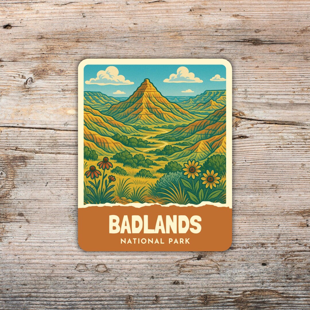 Badlands National Park Sticker: Retro Art Deco Vinyl Decal - Etsy