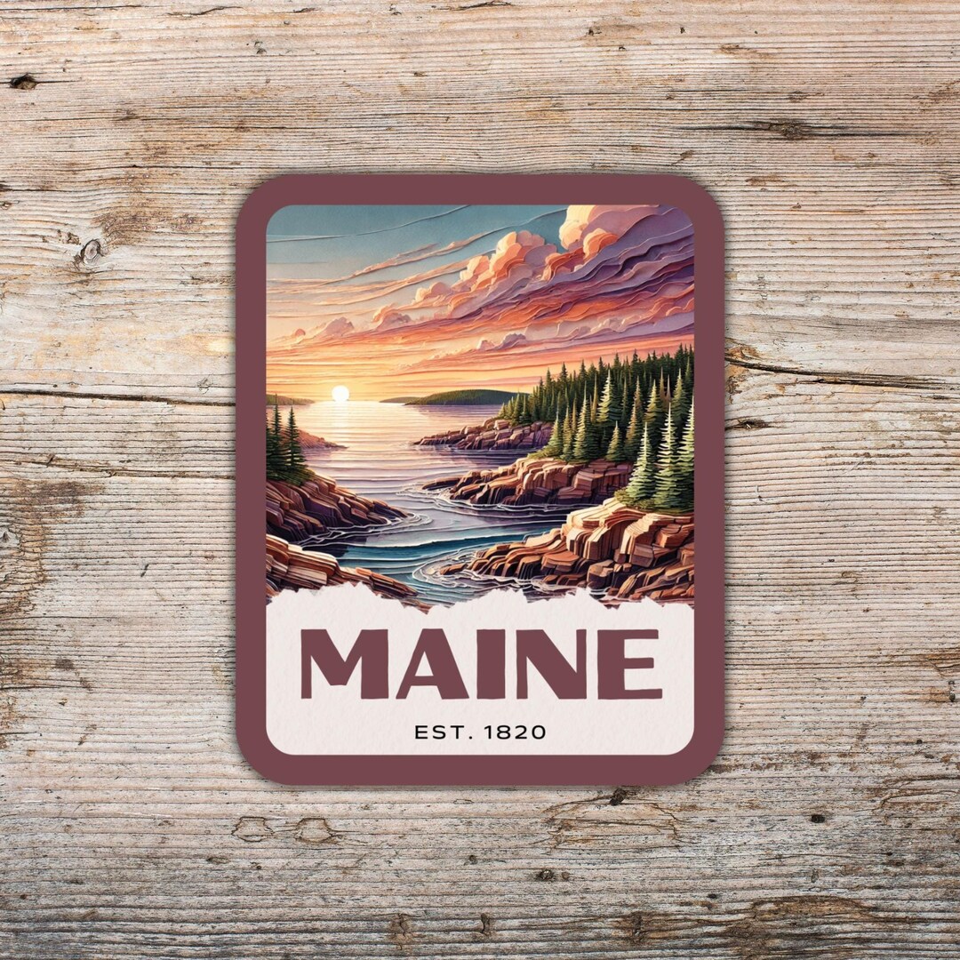 Maine Sticker Collage Deco Art, Glacier Sticker, Laptop Sticker, Cooler ...