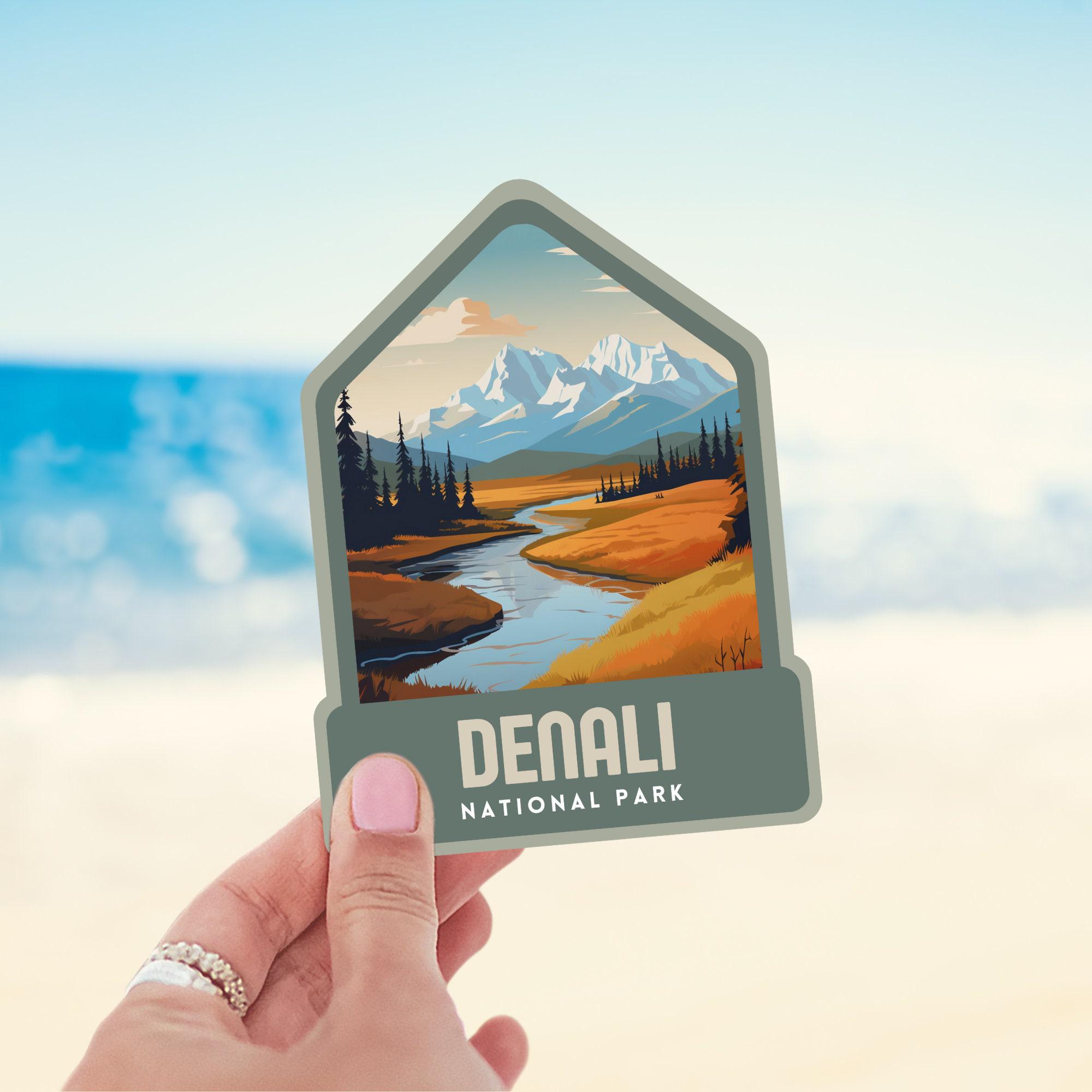 Denali National Park Retro Sticker, Laptop Sticker, Cooler Sticker ...