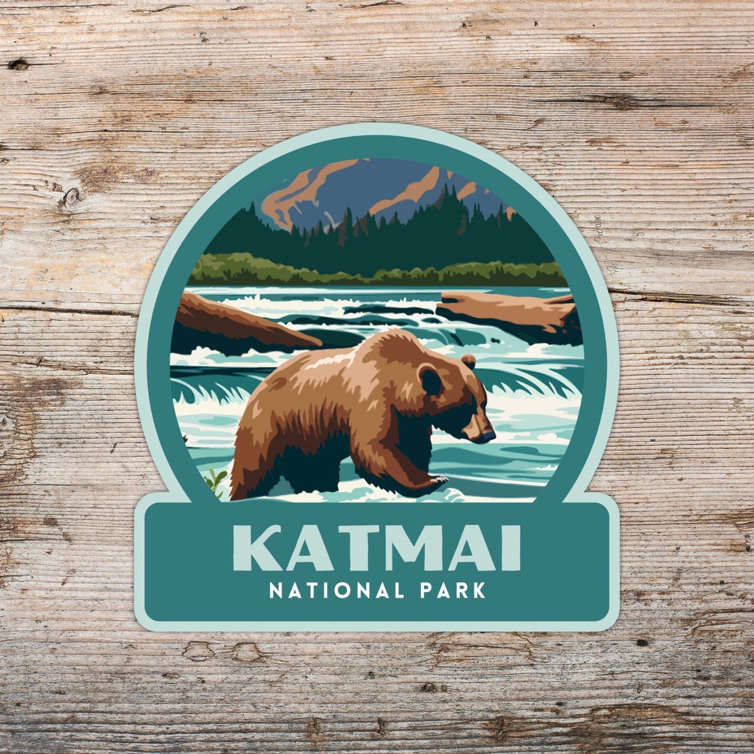 Katmai National Park Sticker, Laptop Sticker, Cooler Sticker, Water ...