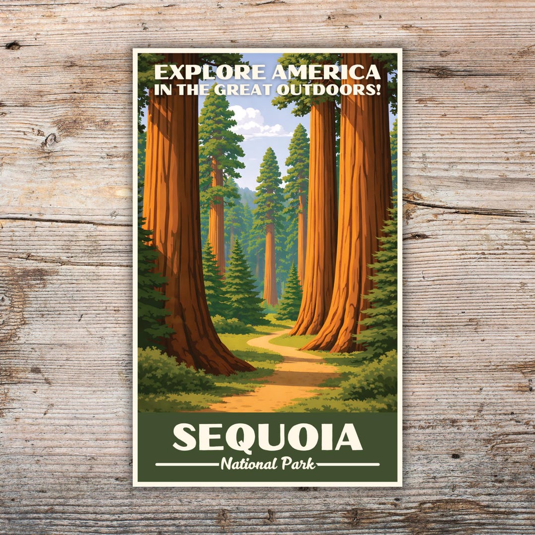 Sequoia National Park Sticker | WPA Vintage Travel Art | Explore ...