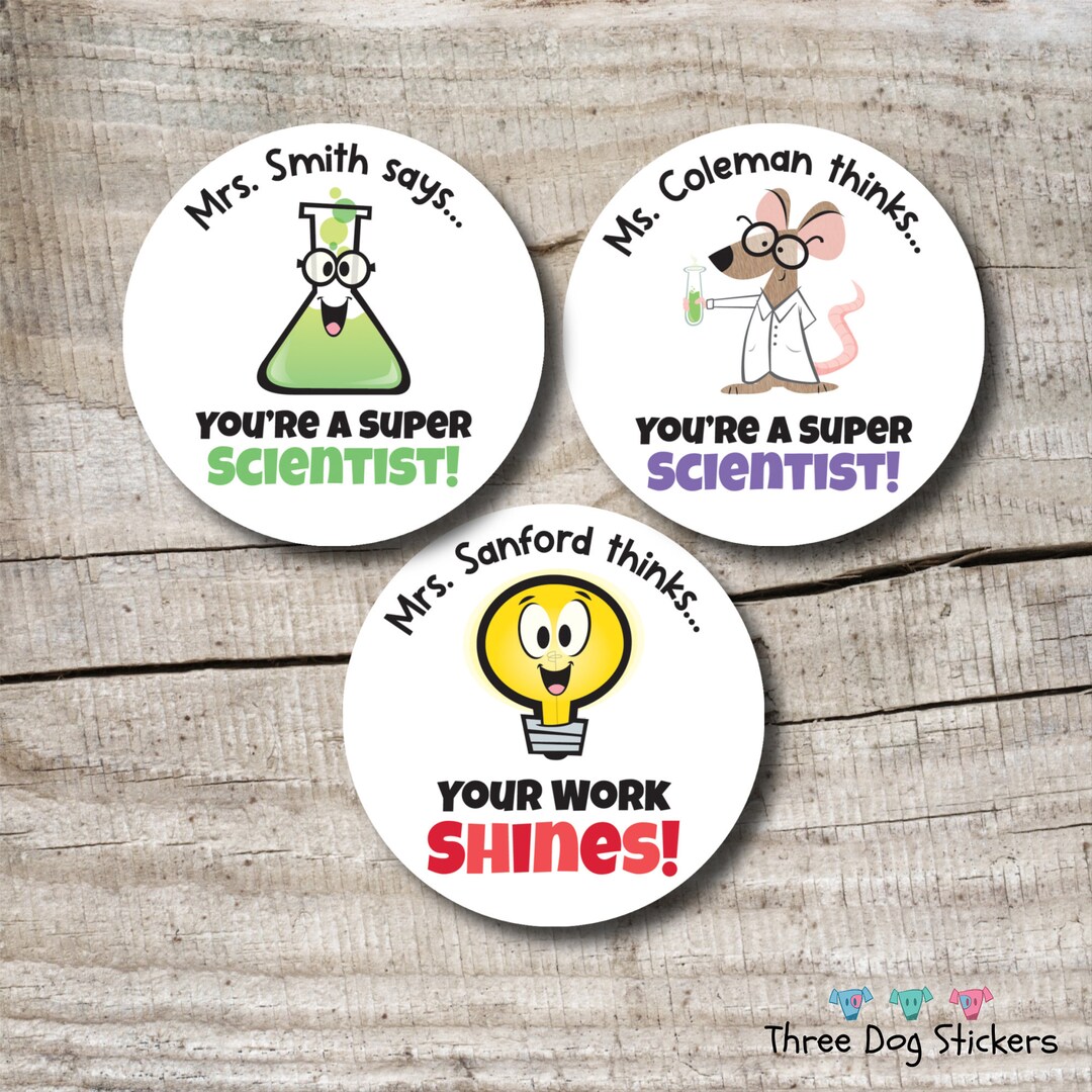 Personalized Teacher Stickers, Science Teacher Stickers, Good Work ...