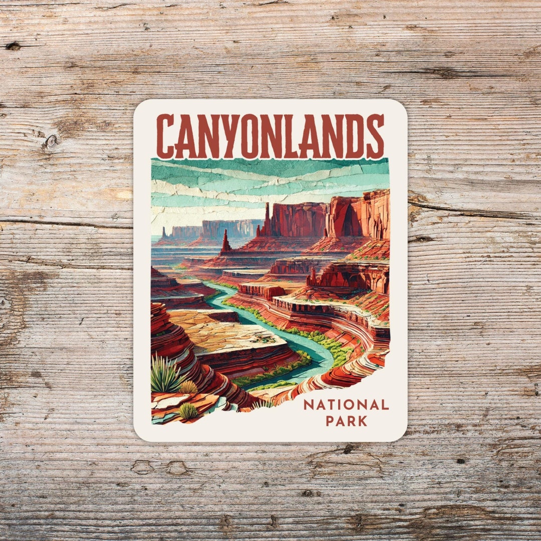 Canyonlands National Park Art Deco Paper Collage Sticker, Laptop ...