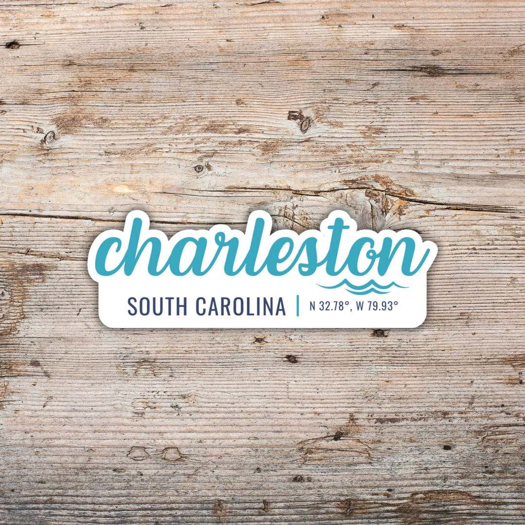 Charleston Sticker, Modern Script Font, Waterproof Vinyl Decal Laptops ...