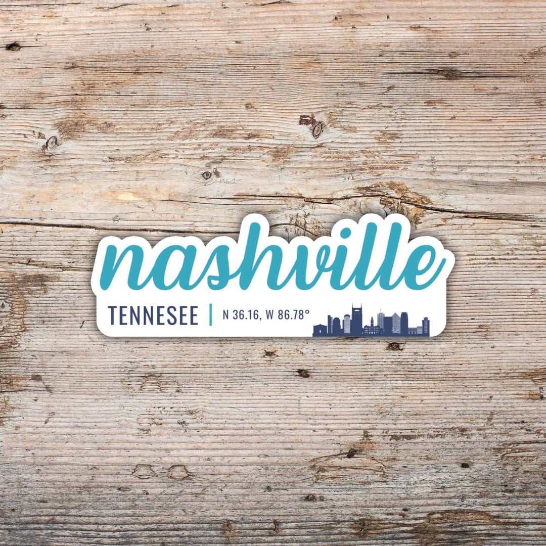 Nashville Sticker, Modern Script Font With Skyline Silhouette ...