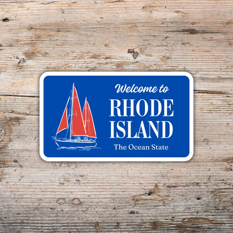 Welcome to Rhode Island Sticker • Road Sign Inspired Design ...