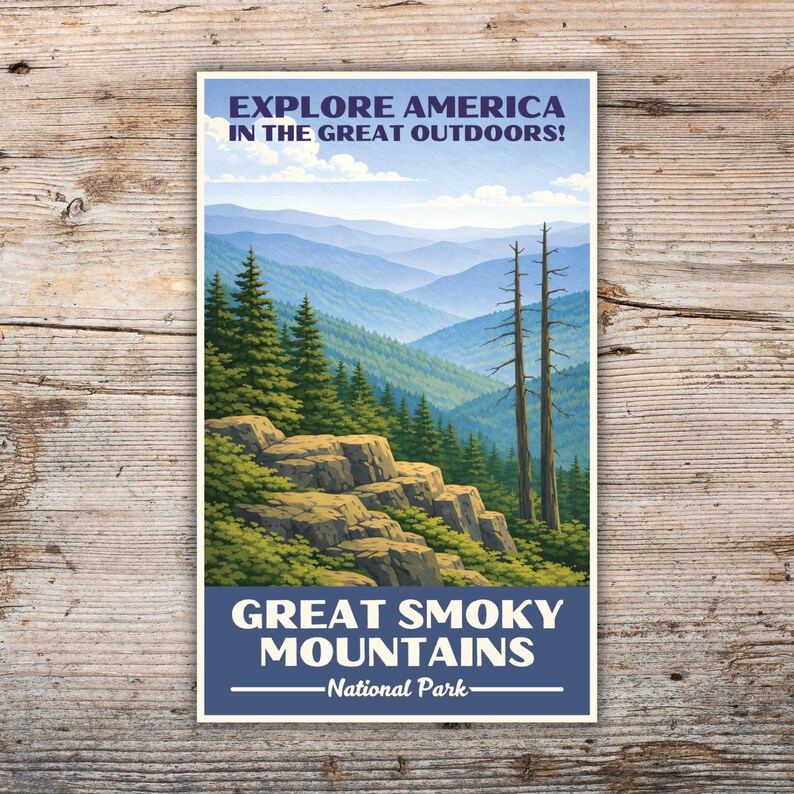 Great Smoky Mountains National Park Sticker | WPA Vintage Travel Art ...