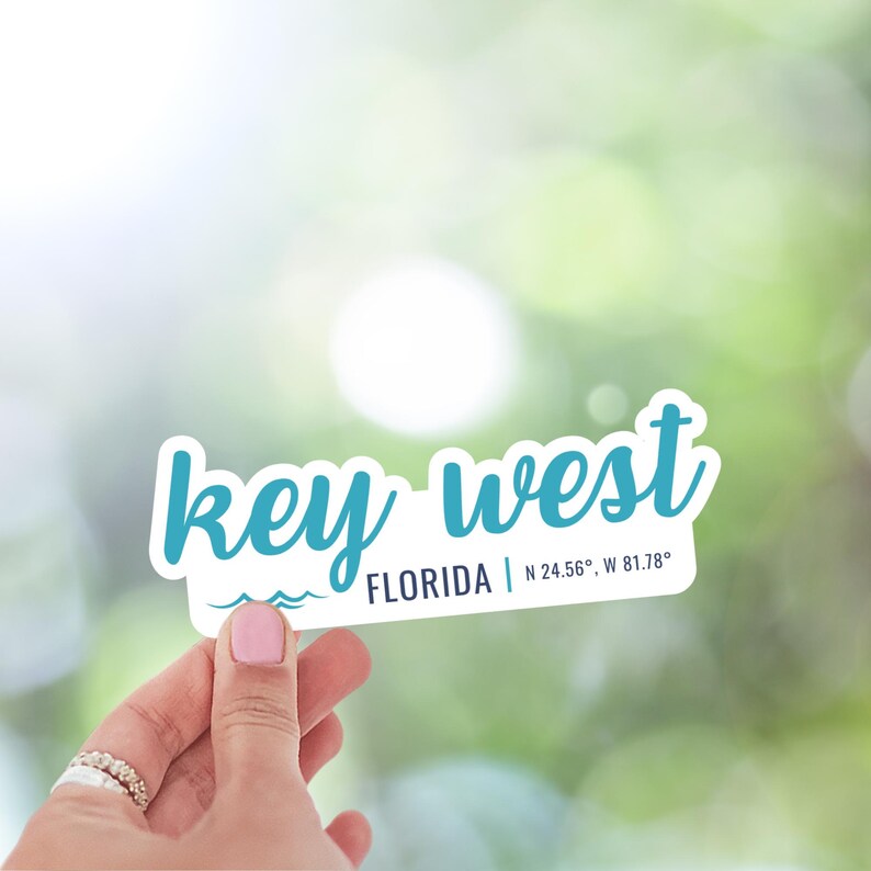 Key West Sticker, Modern Script Font With Wave, Waterproof Vinyl Decal ...