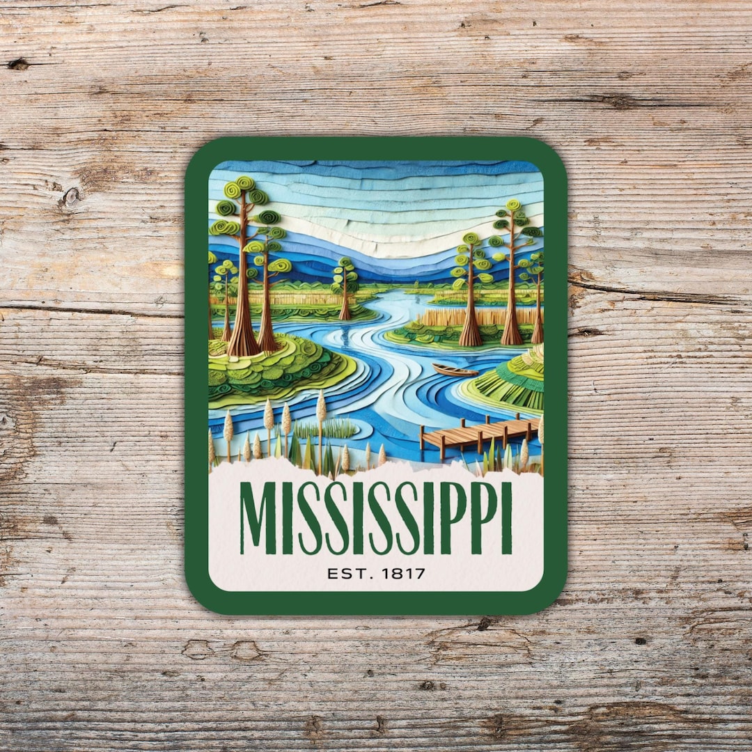 Mississippi State Collage Look Sticker, Bayou Sticker, Laptop Sticker ...