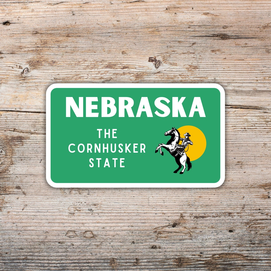 Welcome to Nebraska Sticker • Road Sign Inspired Design • Waterproof ...