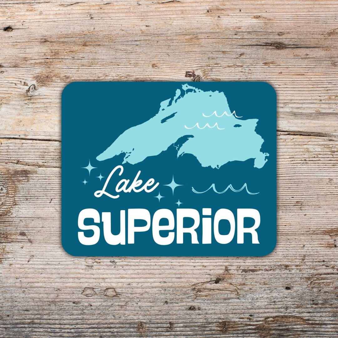 Retro Lake Superior Sticker – Trendy Great Lakes Decal, Waterproof ...