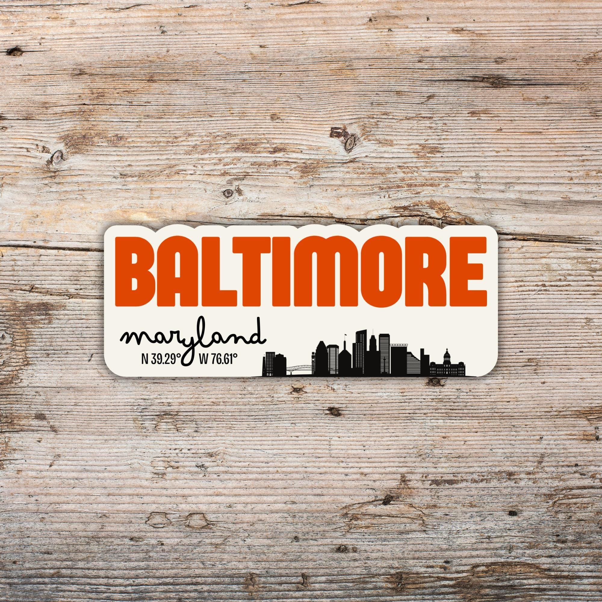 Baltimore, Maryland Retro Text Sticker, Maryland Sticker, Waterproof ...