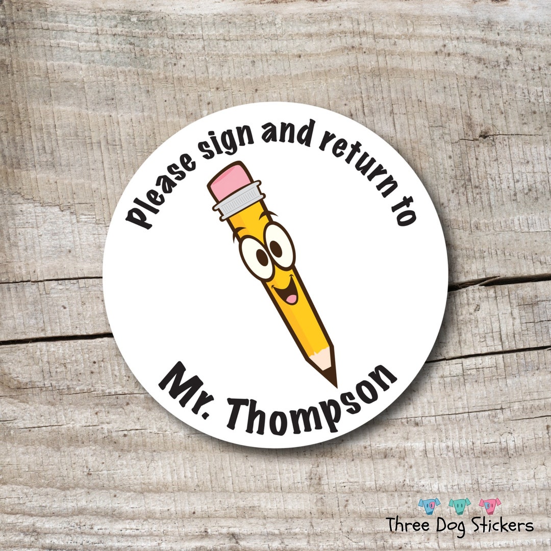 Personalized Teacher Stickers Sign and Return Classroom - Etsy