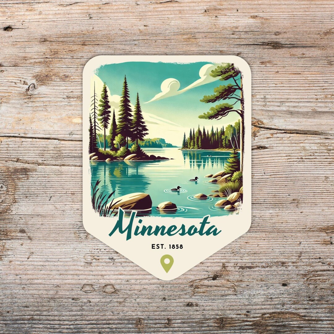 Minnesota Retro Grunge Sticker, Laptop Sticker, Cooler Sticker, Water ...