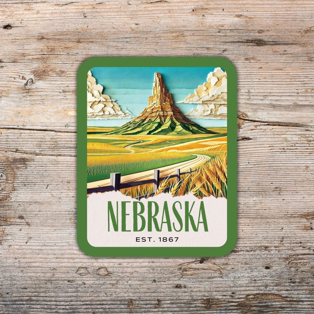 Nebraska State Collage Look Sticker, Chimney Rock Sticker, Laptop ...