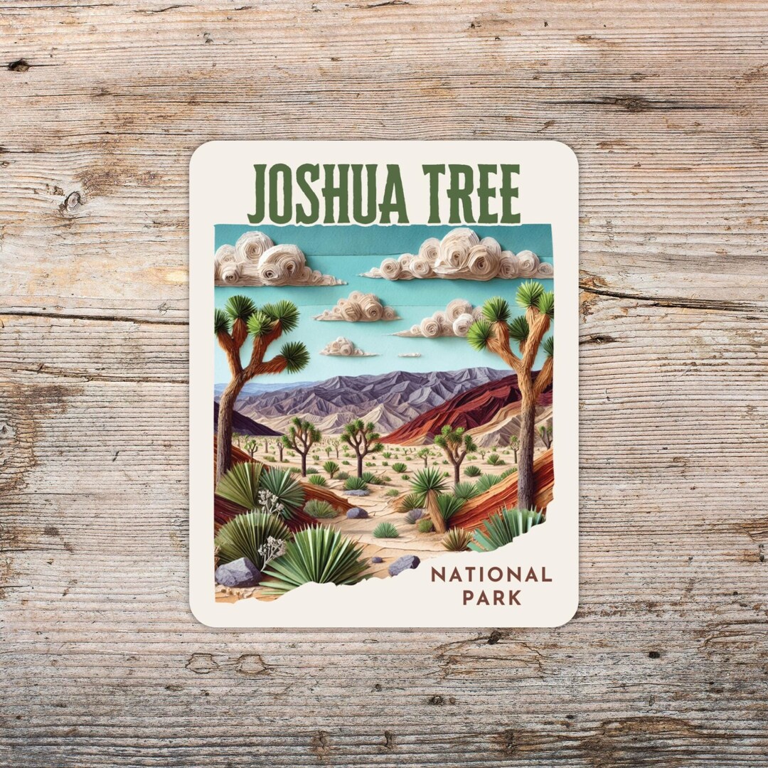 Joshua Tree National Park Art Deco Paper Collage Sticker, Laptop ...