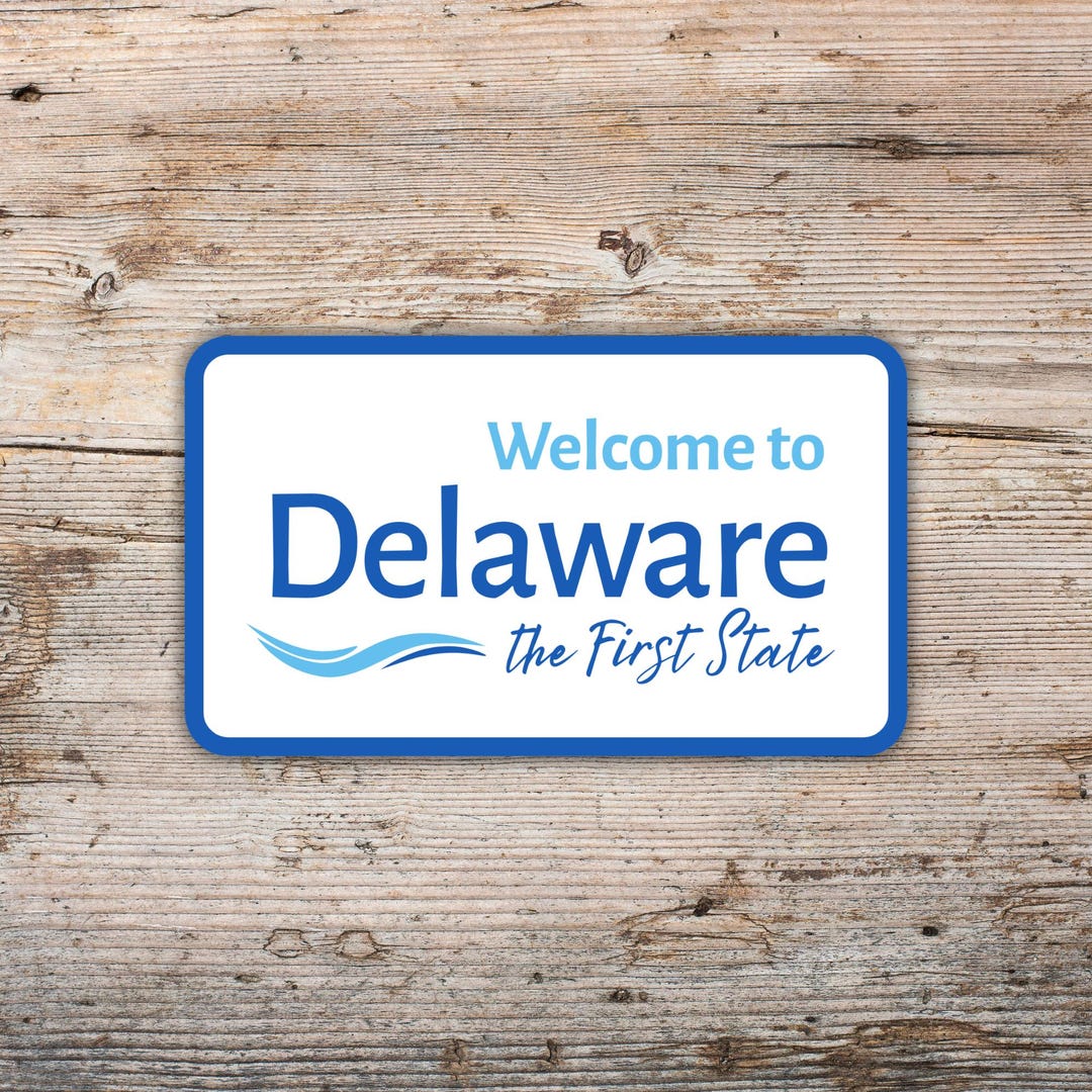Welcome to Delaware Sticker: Road Sign Inspired, Waterproof Vinyl Decal ...