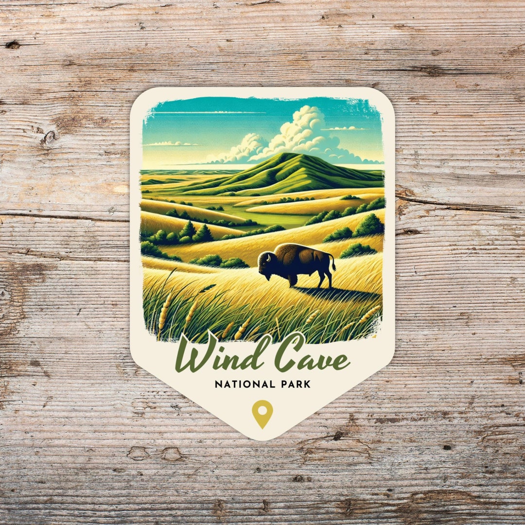Wind Cave National Park Retro Grunge Sticker, Laptop Sticker, Cooler ...