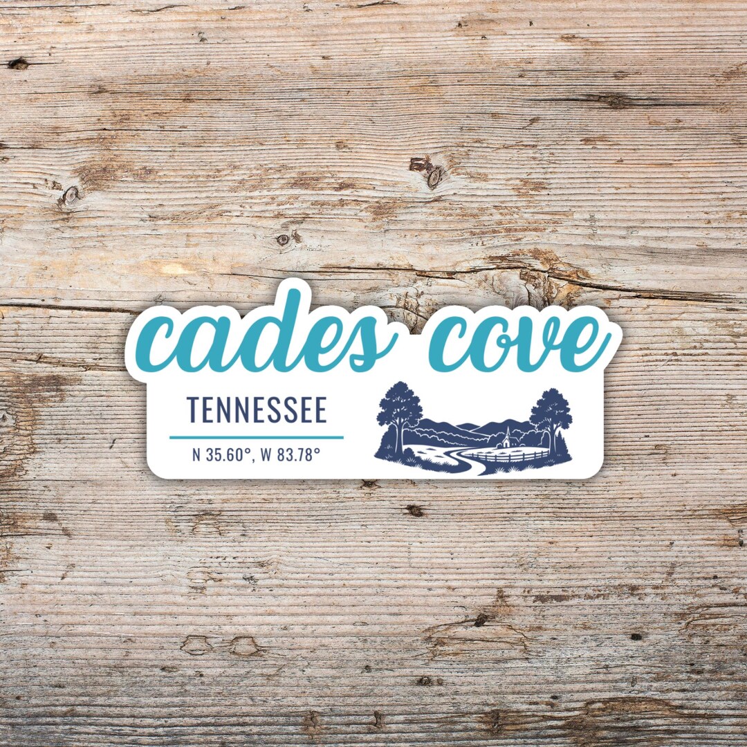 Cades Cove Sticker, Modern Script Font With Silhouette, Waterproof ...