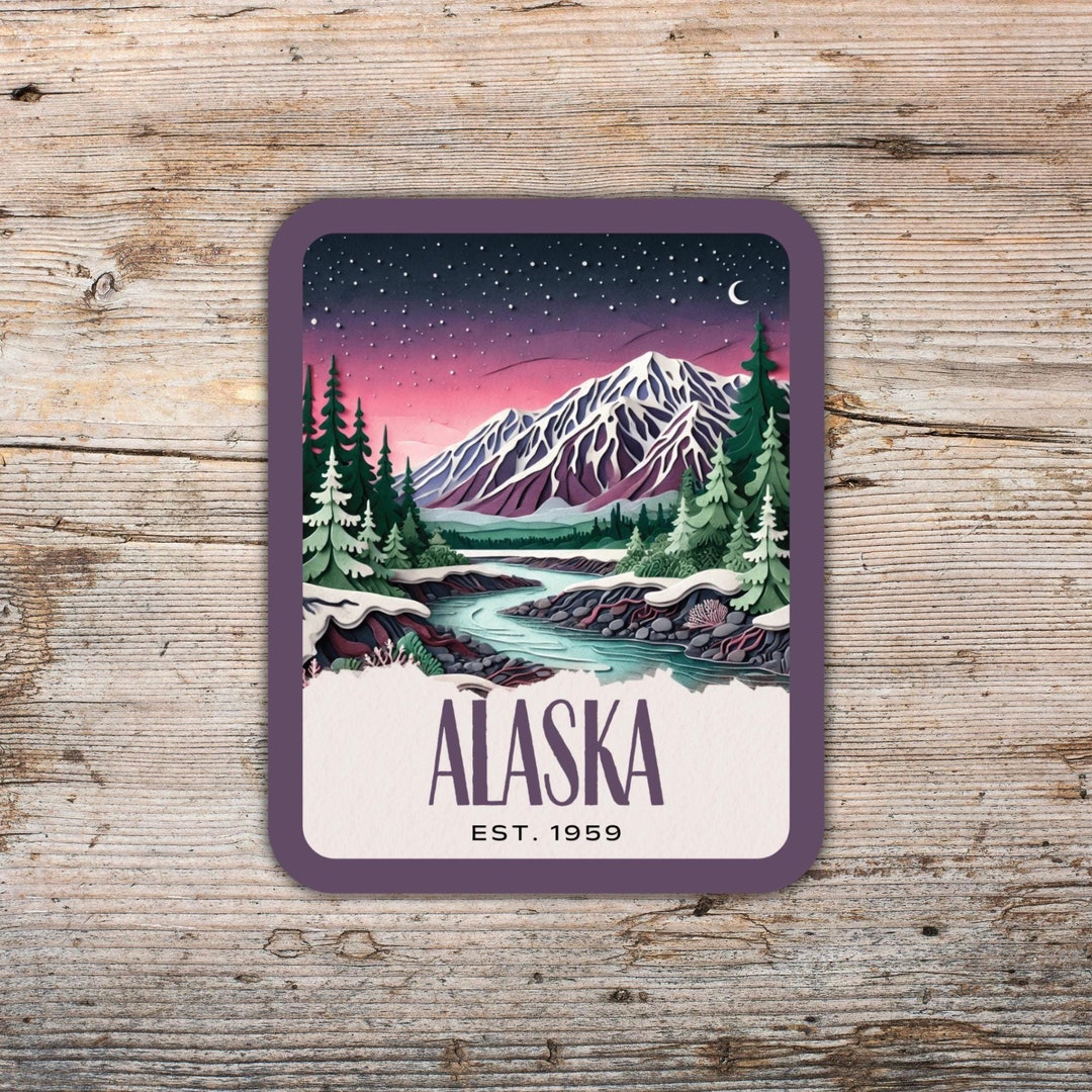 Katmai National Park Sticker, Alaska Collage Art, Laptop Decal - Etsy