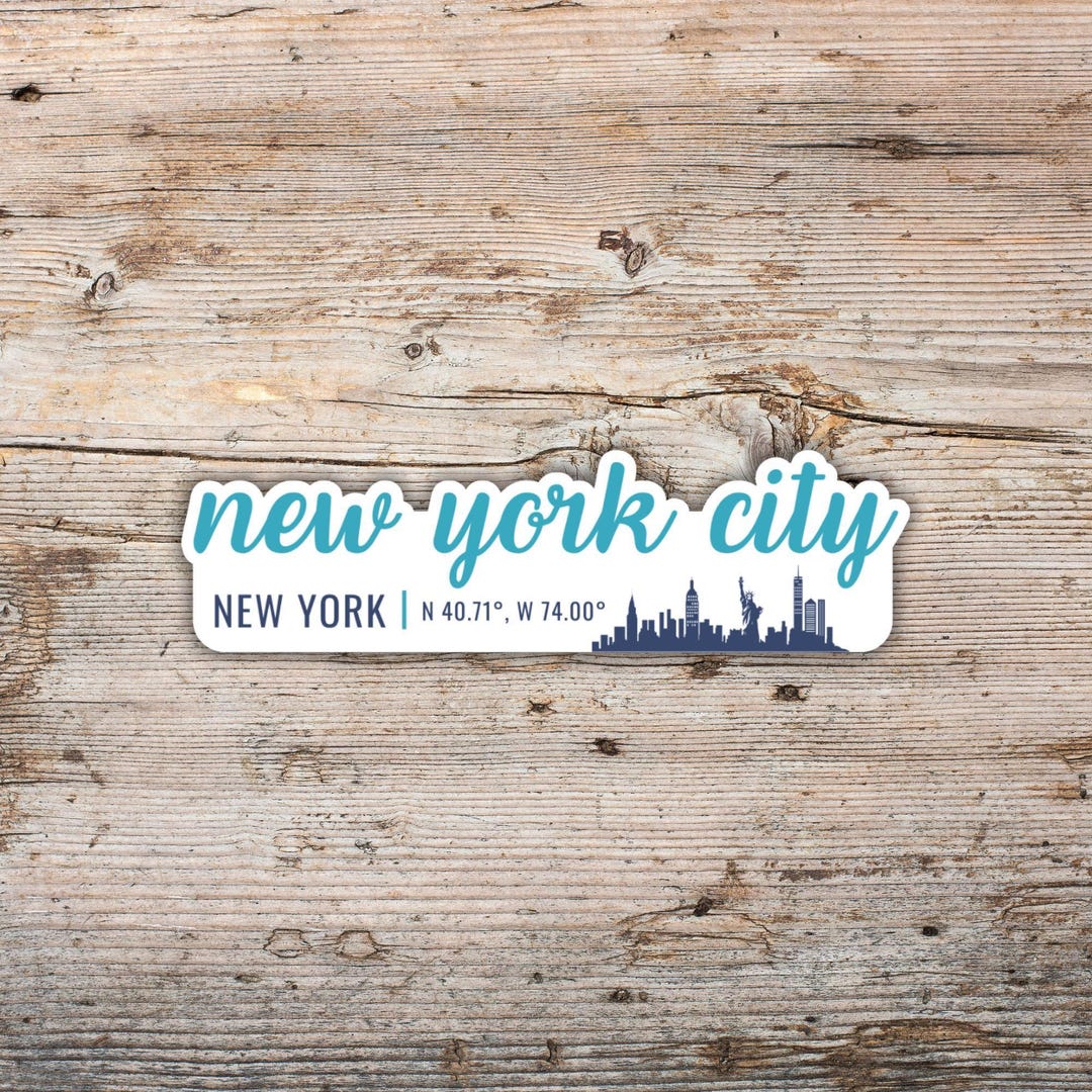 New York City Skyline Sticker, Modern Script, Waterproof Vinyl Decal - Etsy