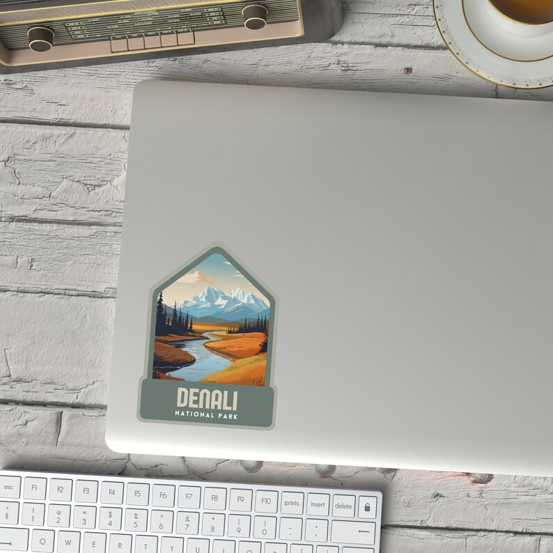 Denali National Park Retro Sticker, Laptop Sticker, Cooler Sticker ...