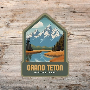 Retro Grand Teton National Park Sticker, Wyoming Travel Decal - Etsy