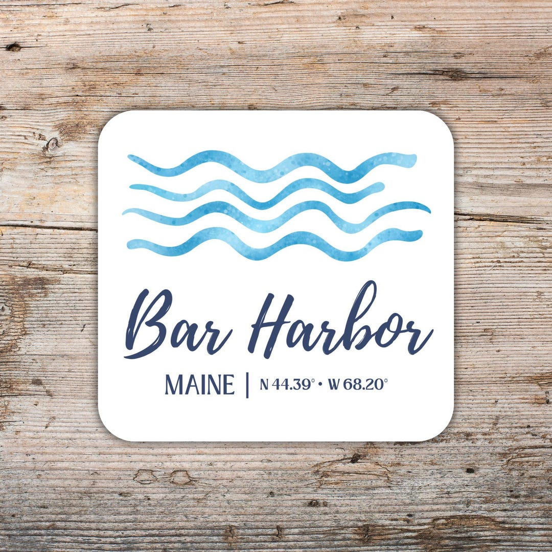 Bar Harbor Maine Sticker: Latitude Longitude Coastal Souvenir Vinyl ...