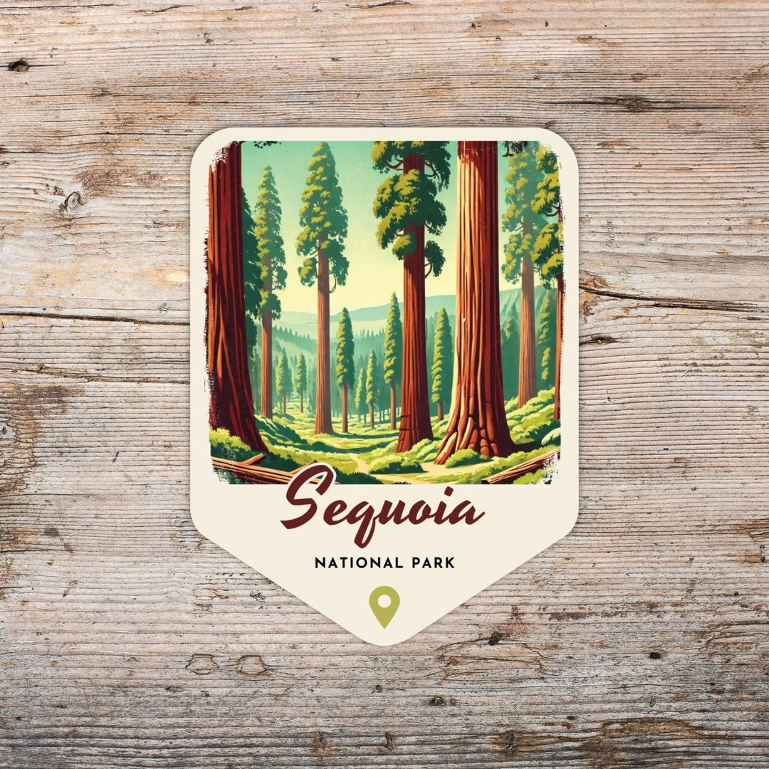 Sequoia National Park Retro Grunge Sticker, Laptop Sticker, Cooler ...