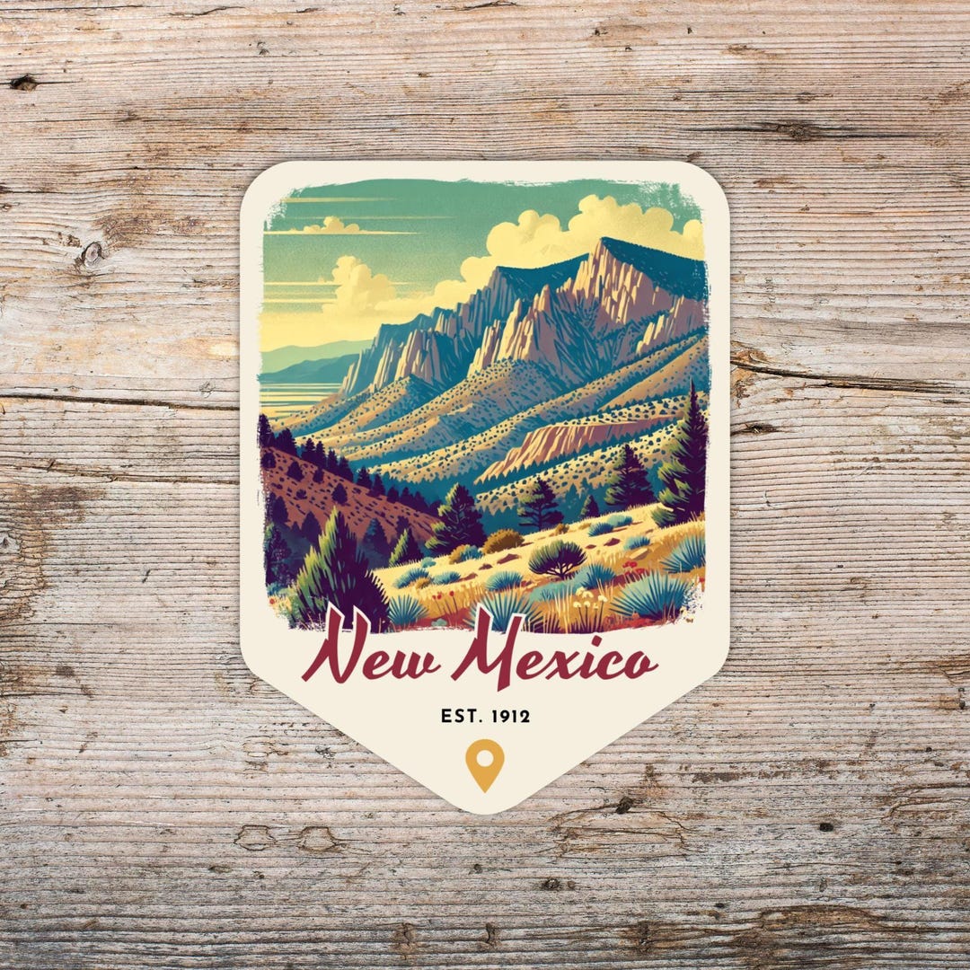 New Mexico Retro Grunge Sticker, Laptop Sticker, Cooler Sticker, Water ...