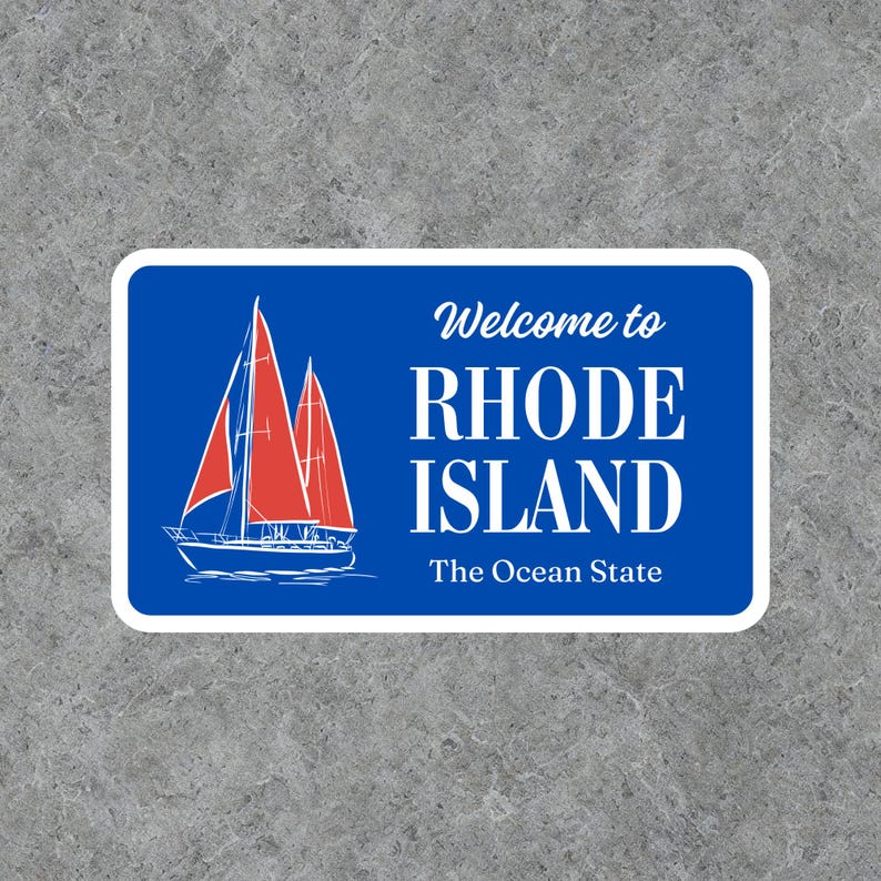 Welcome to Rhode Island Sticker • Road Sign Inspired Design ...