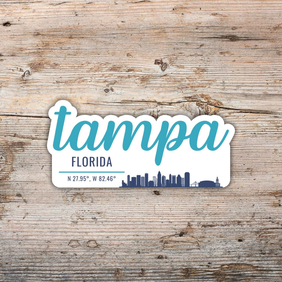 Tampa Sticker, Modern Script Font With Skyline Silhouette, Waterproof ...
