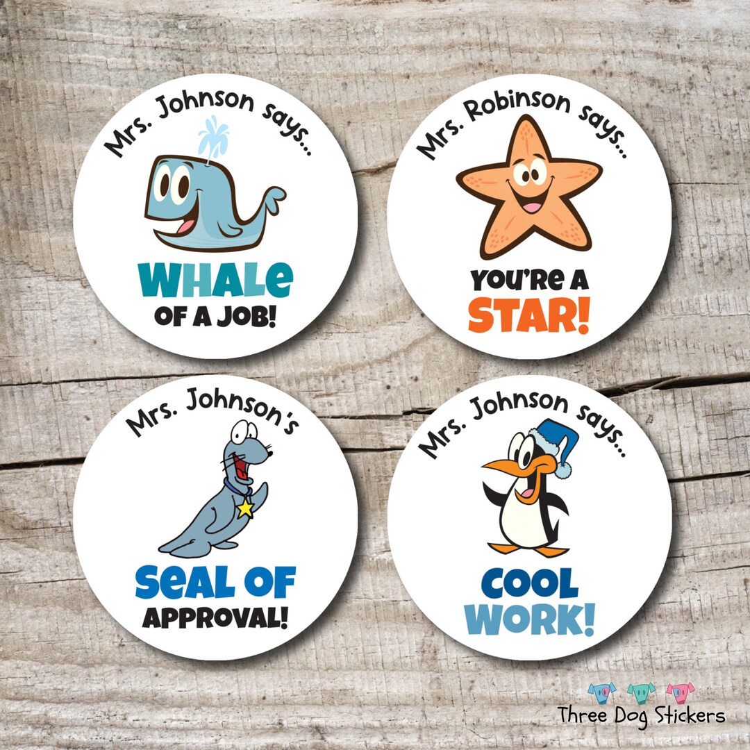Personalized Teacher Reward Stickers, Ocean Stickers, Classroom ...