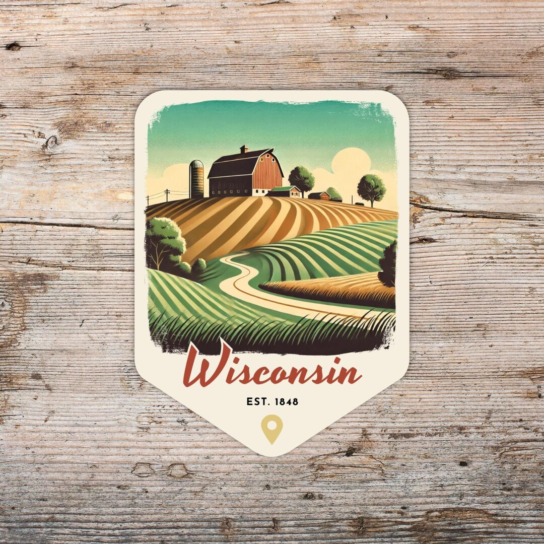 Wisconsin Grunge Sticker - Retro Style for Water Bottles & Laptops ...