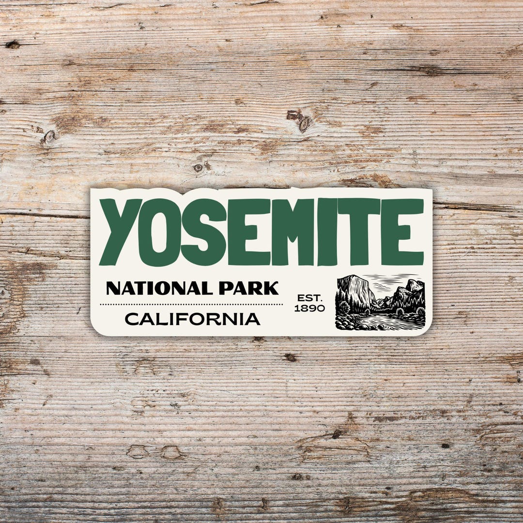 Yosemite National Park Sticker: Retro Block Lettering, Waterproof Vinyl ...