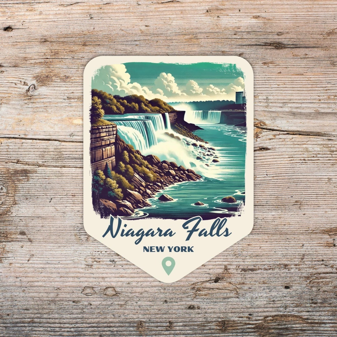 Niagara Falls Retro Grunge Sticker, Laptop Sticker, Cooler Sticker ...