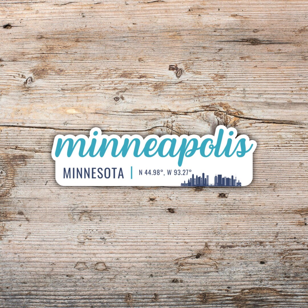 Minneapolis Sticker, Modern Script Font With Latitude Longitude, Vinyl ...