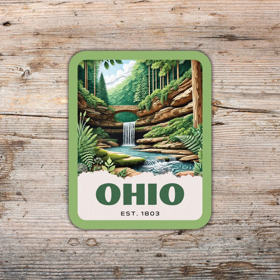 Ohio State Collage Look Sticker, Hocking Hills Waterfall Sticker ...