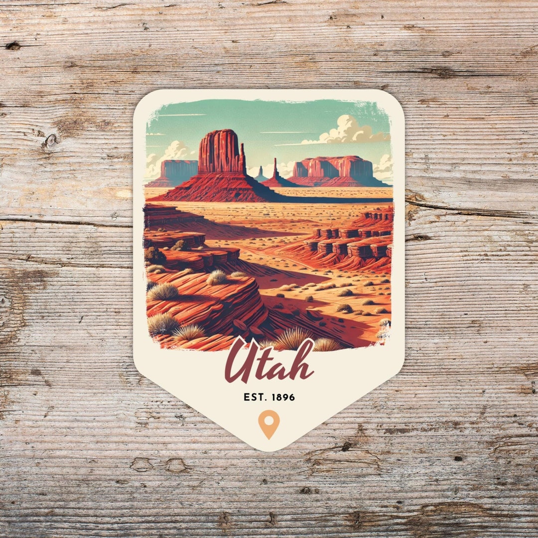 Utah Retro Grunge Sticker, Laptop Sticker, Cooler Sticker, Water Bottle ...