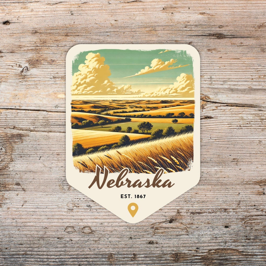 Nebraska Retro Grunge Sticker, Laptop Sticker, Cooler Sticker, Water ...