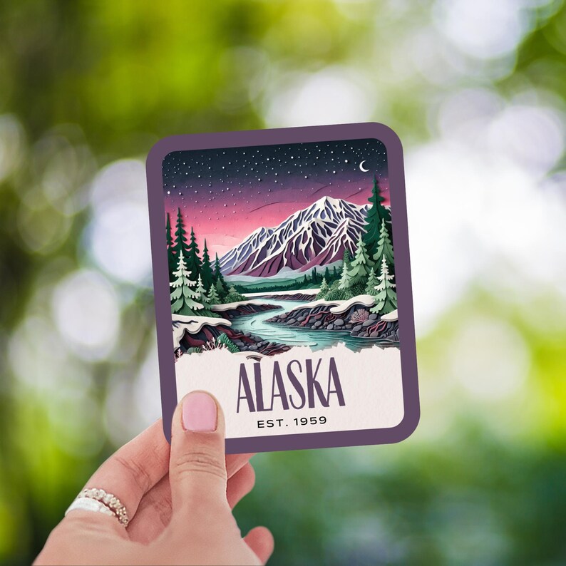 Katmai National Park Sticker, Alaska Collage Art, Laptop Decal - Etsy